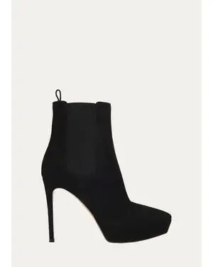 GIANVITO ROSSI 85mm Suede Platform Booties - Black