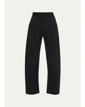 NILI LOTAN Shon Wool Barrel-leg Ankle Pants
