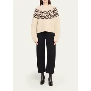 NILI LOTAN Shon Wool Barrel-leg Ankle Pants
