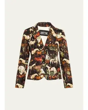 Libertine Take The Reins Silk Single-breasted Jacket - Brown Multi