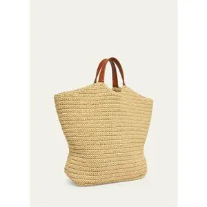 Balmain Cabas Large Faux Raffia Tote Bag