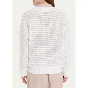 Brunello Cucinelli Linen-blend Sequin V-neck Sweater