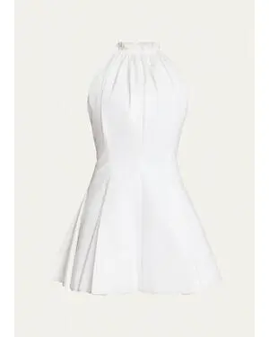 Balmain Cotton Poplin Halter Mini Dress - Blanc