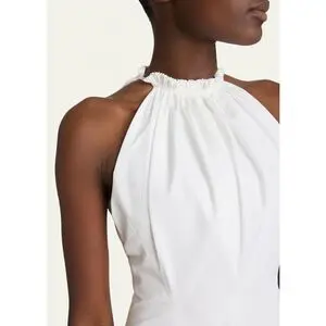 Balmain Cotton Poplin Halter Mini Dress