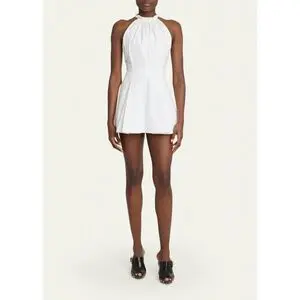 Balmain Cotton Poplin Halter Mini Dress