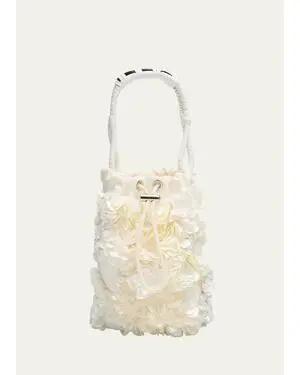 Plan C Sequin Floral Applique Bucket Bag