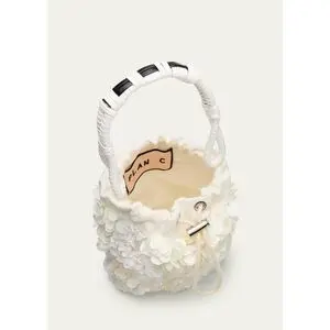 Plan C Sequin Floral Applique Bucket Bag