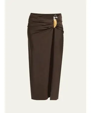 Simkhai Eiana Shell Midi Skirt - Chocolate