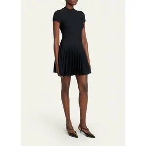 Balmain Short-sleeve Glittered Mini Dress