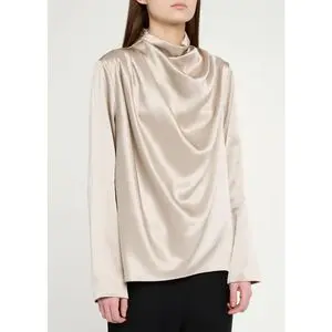 HEIRLOME Sybil Draped Silk Long-sleeve Top