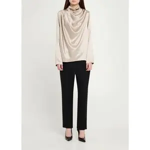 HEIRLOME Sybil Draped Silk Long-sleeve Top
