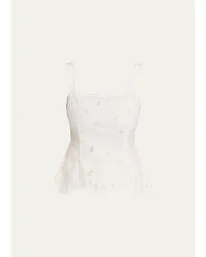 Simkhai Mckenna Embroidered Peplum-hem Top