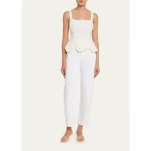 Simkhai Mckenna Embroidered Peplum-hem Top