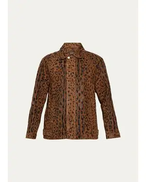 Kobi Halperin Lana Beaded Animal-print Suede Jacket - Brown Multi