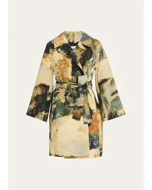 Libertine Modernist Lands Silk Vienna Wrap Coat - Brown Multi