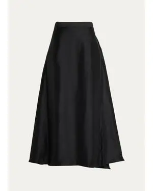 HEIRLOME Viola Silk Shantung Full Midi Skirt