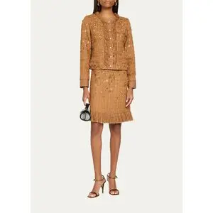 Kobi Halperin Marshall Embellished Tweed Jacket - Saddle