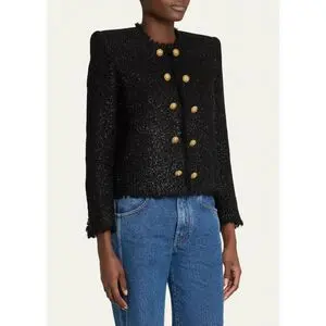Balmain Buttoned Glitter Tweed Cardigan