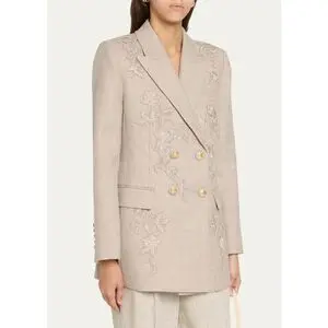 Kobi Halperin Violet Floral-embroidered Wool Jacket - Oat