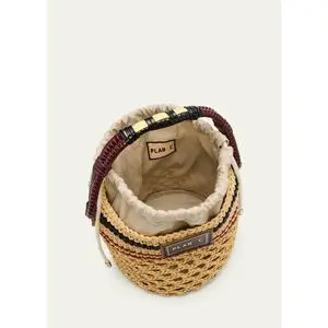Plan C Woven Raffia Bucket Bag