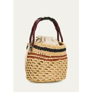 Plan C Woven Raffia Bucket Bag