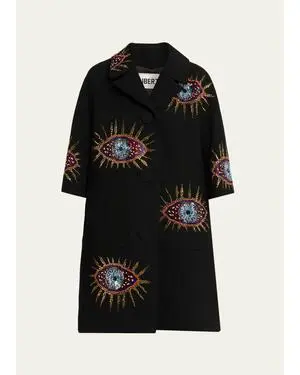 Libertine Nazar Embellished Short-sleeve Coat - Black