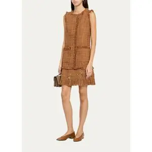 Kobi Halperin Rives Sequin-embellished Tweed A-line Mini Dress - Saddle