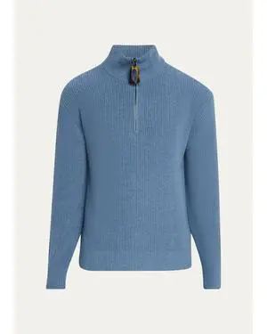 JW Anderson Wool And Cotton Rib Half-zip Sweater