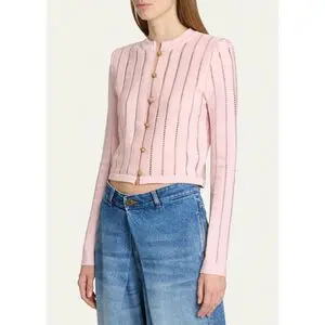 Balmain Buttoned Flechage Openwork Cardigan