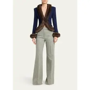 Valentino Garavani Wool Crepe Jacket With Shearling Trim