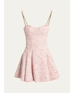 Balmain Tweed Sleeveless Flared Mini Dress - Multi