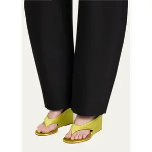 Alaïa 75mm Cube Satin Thong Wedge Sandals - Lime