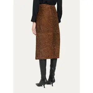 Kobi Halperin Melissa Beaded Leopard Suede Midi Skirt