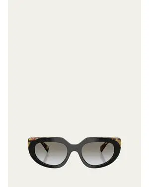 Prada Pr D02sf 54mm Oval Sunglasses - Grey Gradient