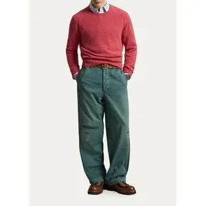 Polo Ralph Lauren Suede-patch Wool-cashmere Sweater - Red
