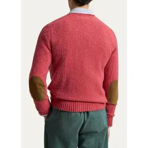 Polo Ralph Lauren Suede-patch Wool-cashmere Sweater - Red