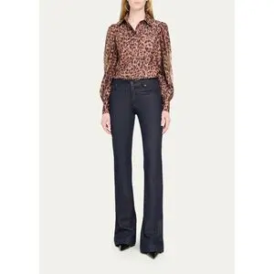 Kobi Halperin Lizzie Beaded Animal-print Blouse