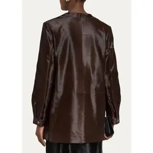 Kobi Halperin Lisa Leather & Calf Hair Button-front Coat