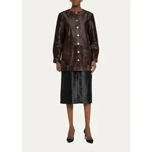 Kobi Halperin Lisa Leather & Calf Hair Button-front Coat