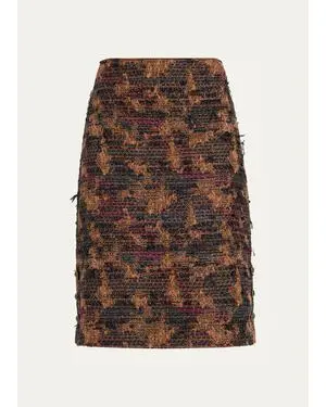 Kobi Halperin Olsen Tweed Knee-length Skirt - Brown Multi