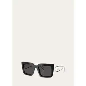 Prada Pr D01sf 53mm Rectangular Sunglasses - Black