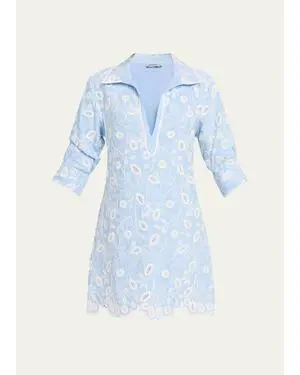 Simkhai Freya Embroidered Mini Dress - Tidepool Multi