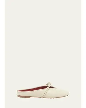 Bottega Veneta Lagoon Nappa Leather Knotted Mary Jane Ballerina Mules - White