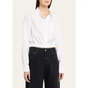 R13 Cropped Long-sleeve Boxy Shirt
