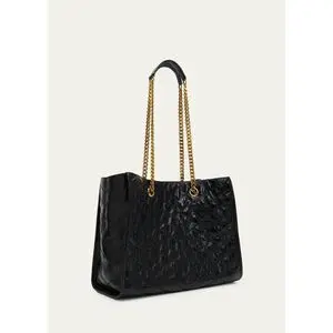 Saint Laurent Niki Chevron Quilted Shopping Tote Bag - Black