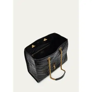 Saint Laurent Niki Chevron Quilted Shopping Tote Bag - Black