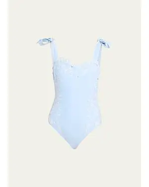 Simkhai Laurie Embroidered One-piece Swimsuit - Tidepool Multi