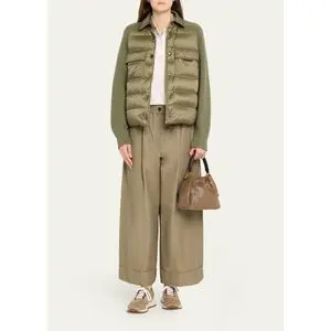 Brunello Cucinelli Superlight Down Padded Jacket With Knit Sleeves