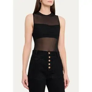 Alice + Olivia Mesh Bandeau Bodysuit