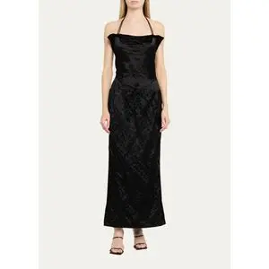 FFORME Maisie Sculpted Halter Column Dress - Sand
